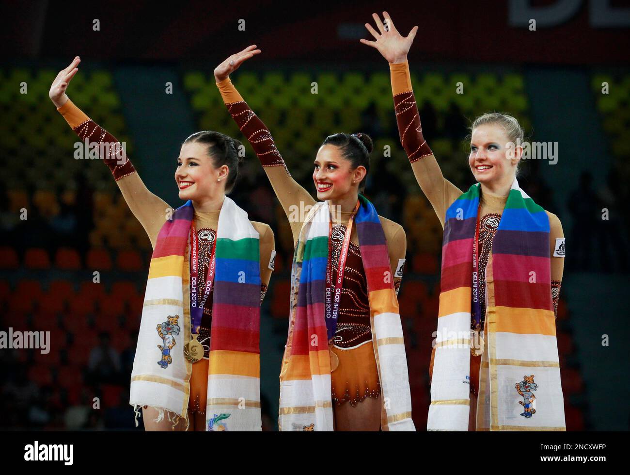 Australian gymnasts, from left to right, Danielle Prince, Naazmi ...