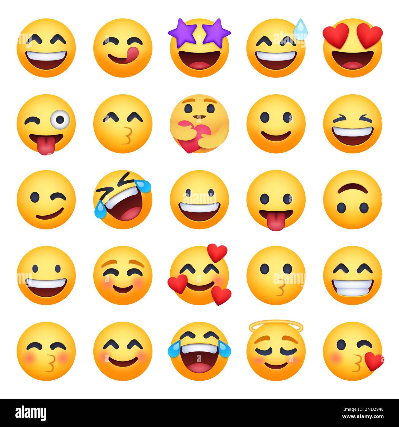 Ensemble de Facebook emoji sur un fond blanc. Grand ensemble de 25 ...