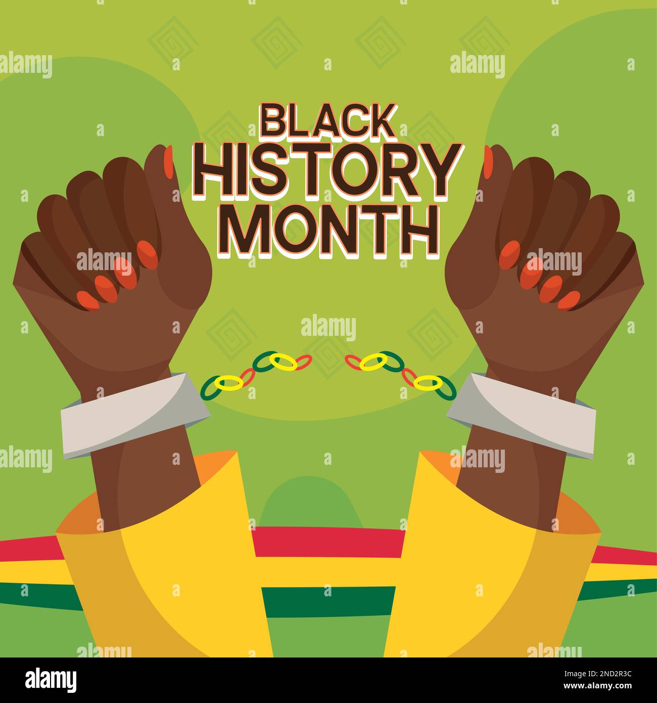 Paire de mains afro-américaines avec menottes cassées Black History ...