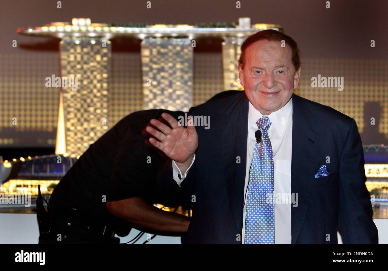 Las Vegas Sands Corp. Chief Executive Sheldon Adelson greets media ...
