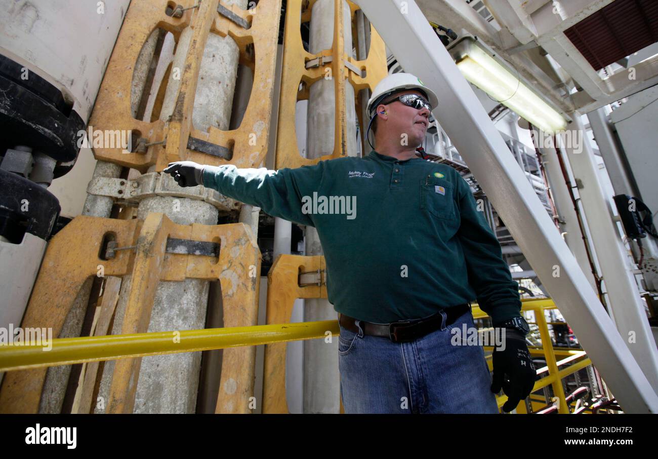 BP Wellsite Leader Mickey Fruge stands on the deck of the Development ...