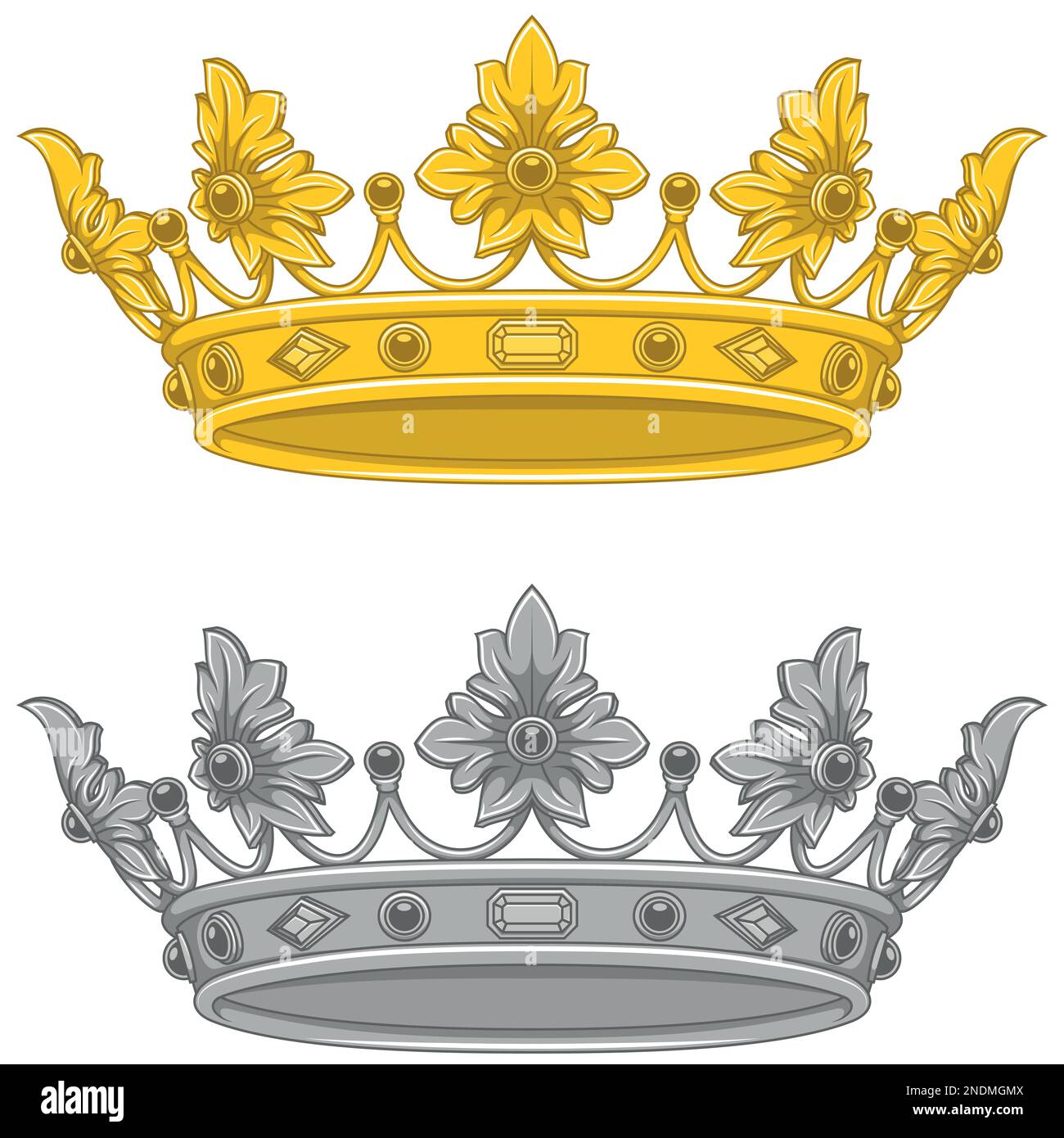 Dessin vectoriel de couronne dorée de style médiéval, couronne de la ...