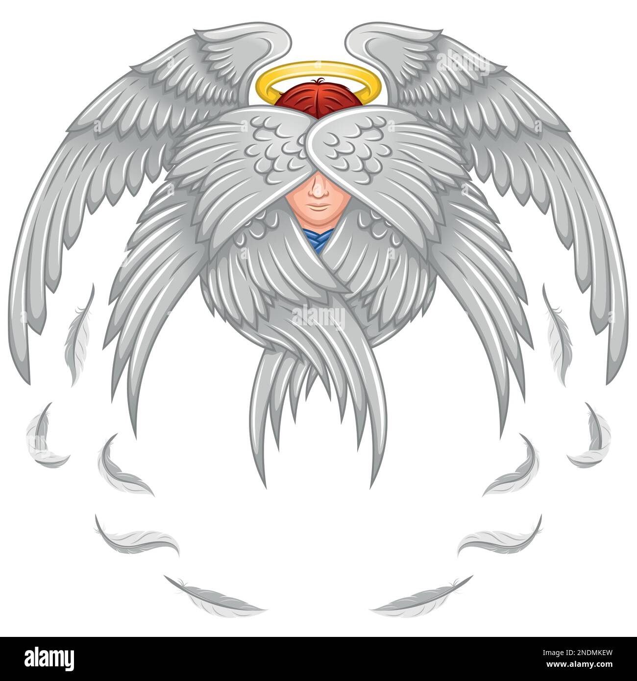 Dessin vectoriel de séraphe avec six ailes, visage angélique de la ...