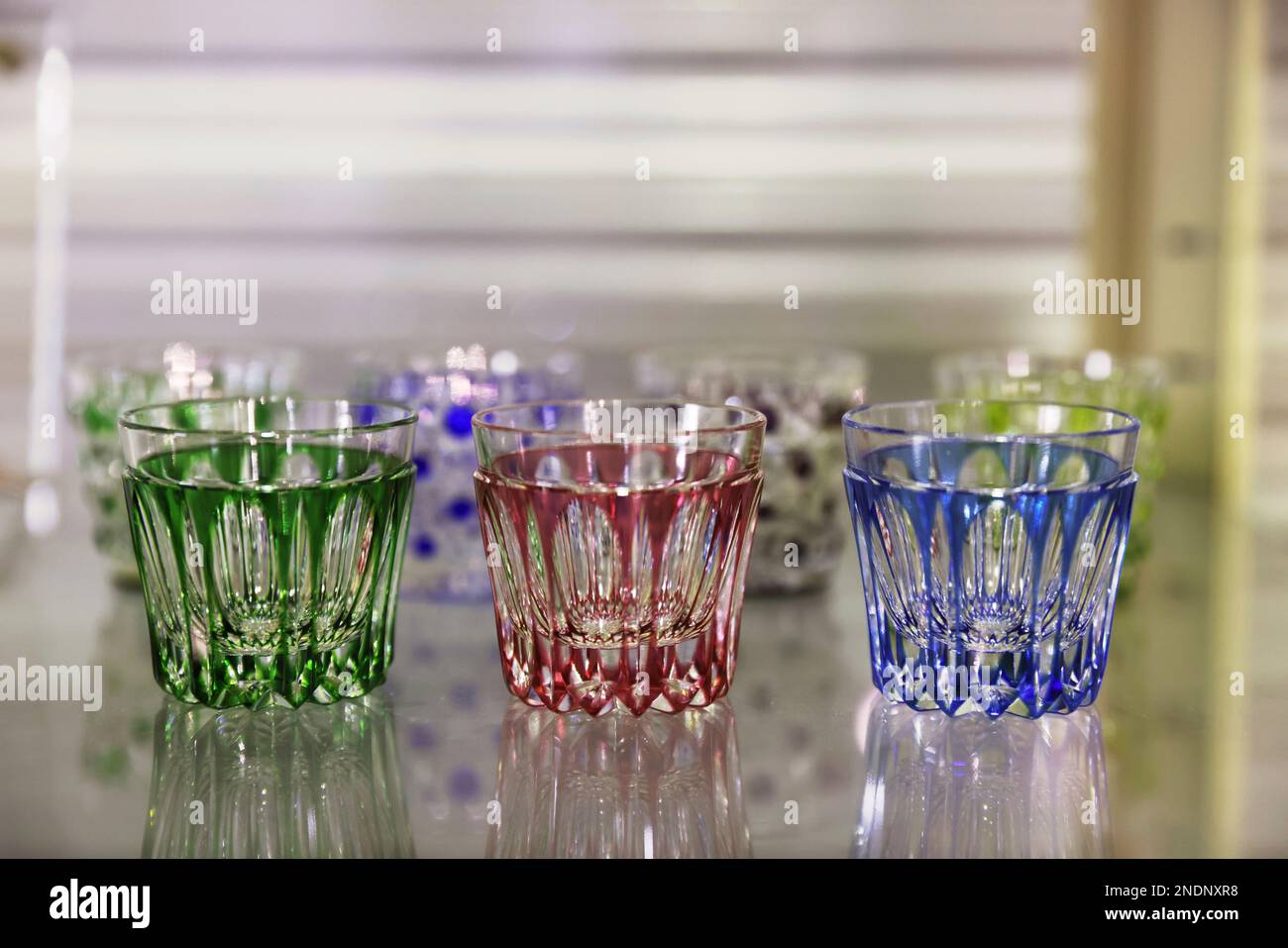 Glasses of Edo Kiriko are pictured at an Edo Kiriko shop Horiguchi ...