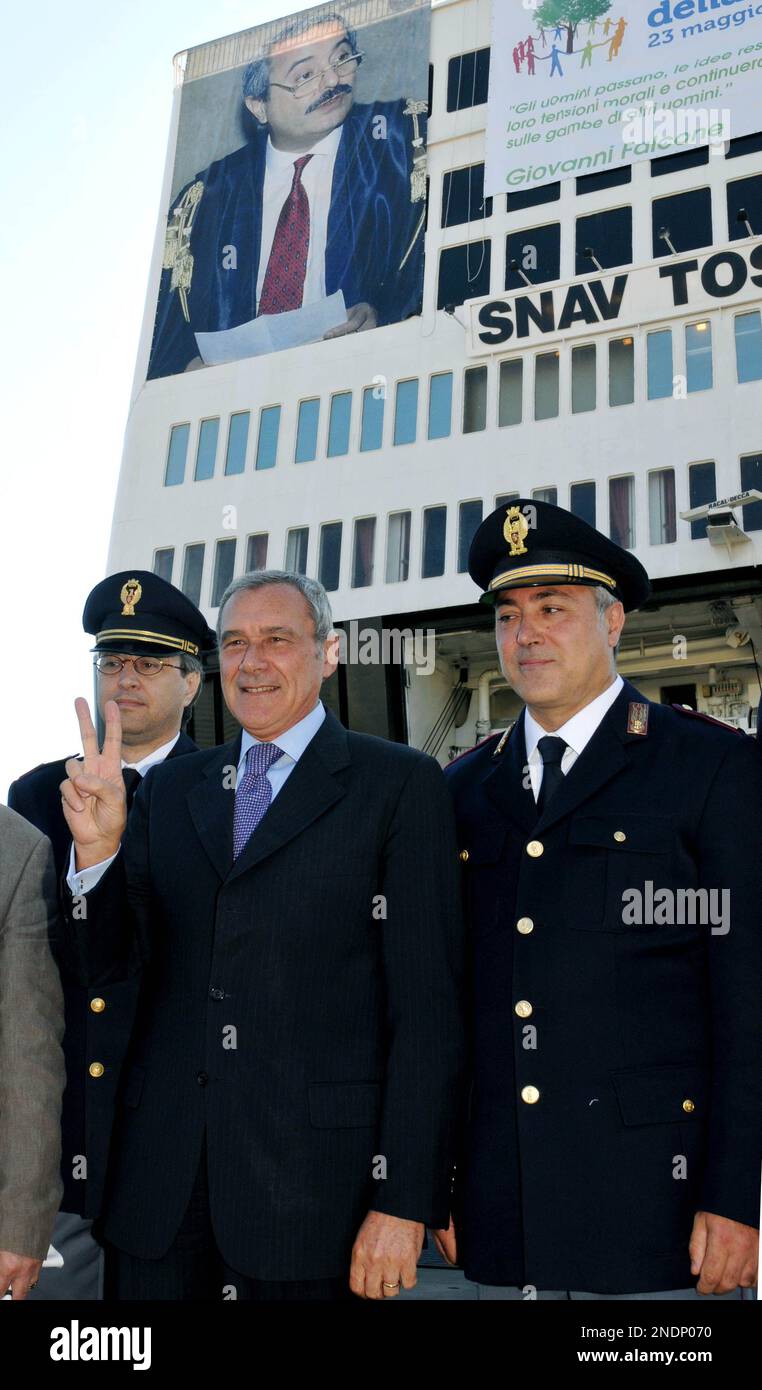 Anti-Mafia national prosecutor Pietro Grasso salutes the crowd during a ...
