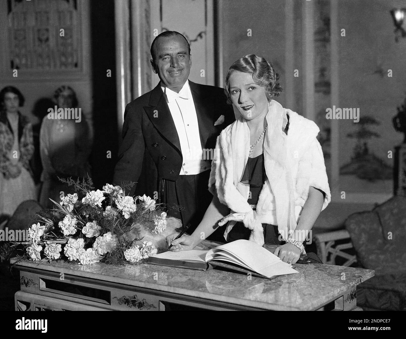 Canadian actress Mary Pickford with America's Douglas Fairbanks signing ...