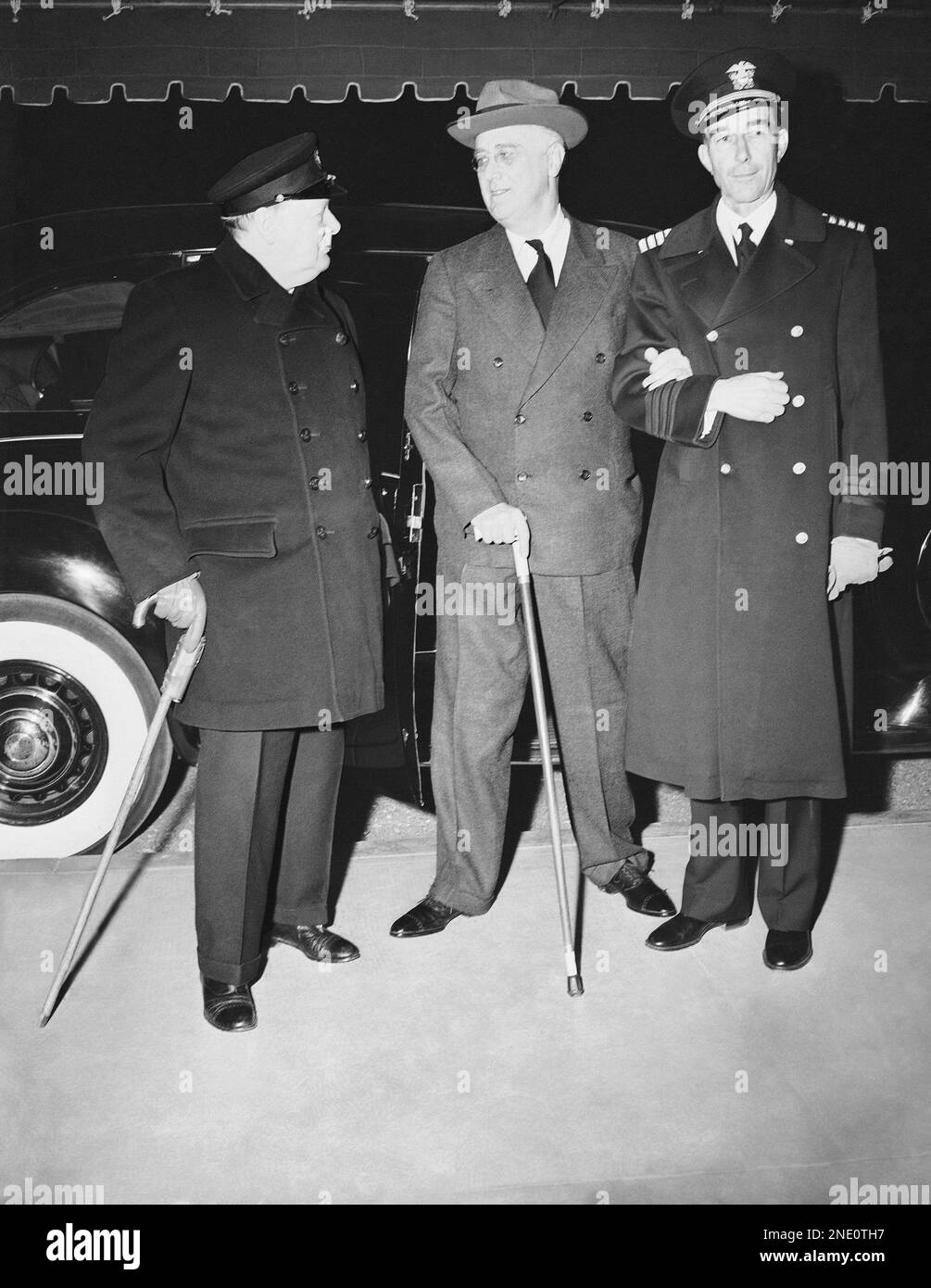 Wearing reefer and cap Winston Churchill arrived on the White House ...