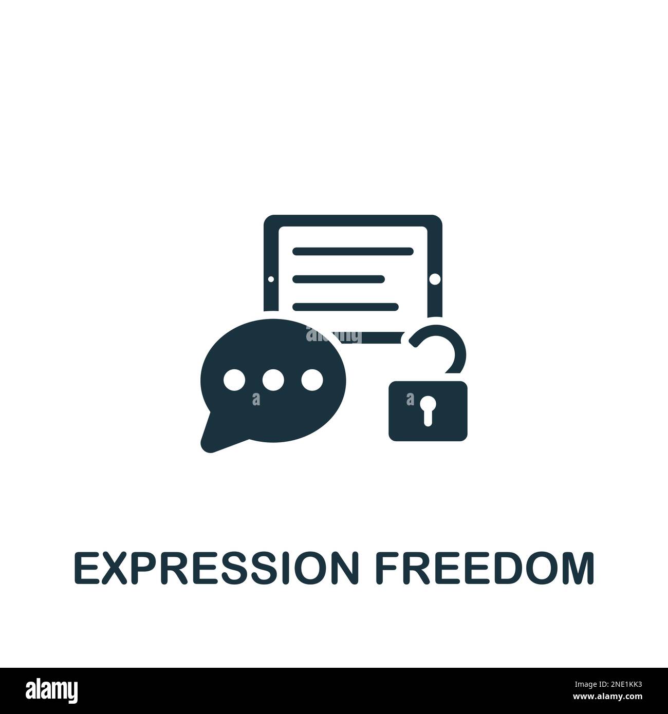 Icône liberté d'expression. Panneau monochrome simple de la collection Freedom. Icône expression ...