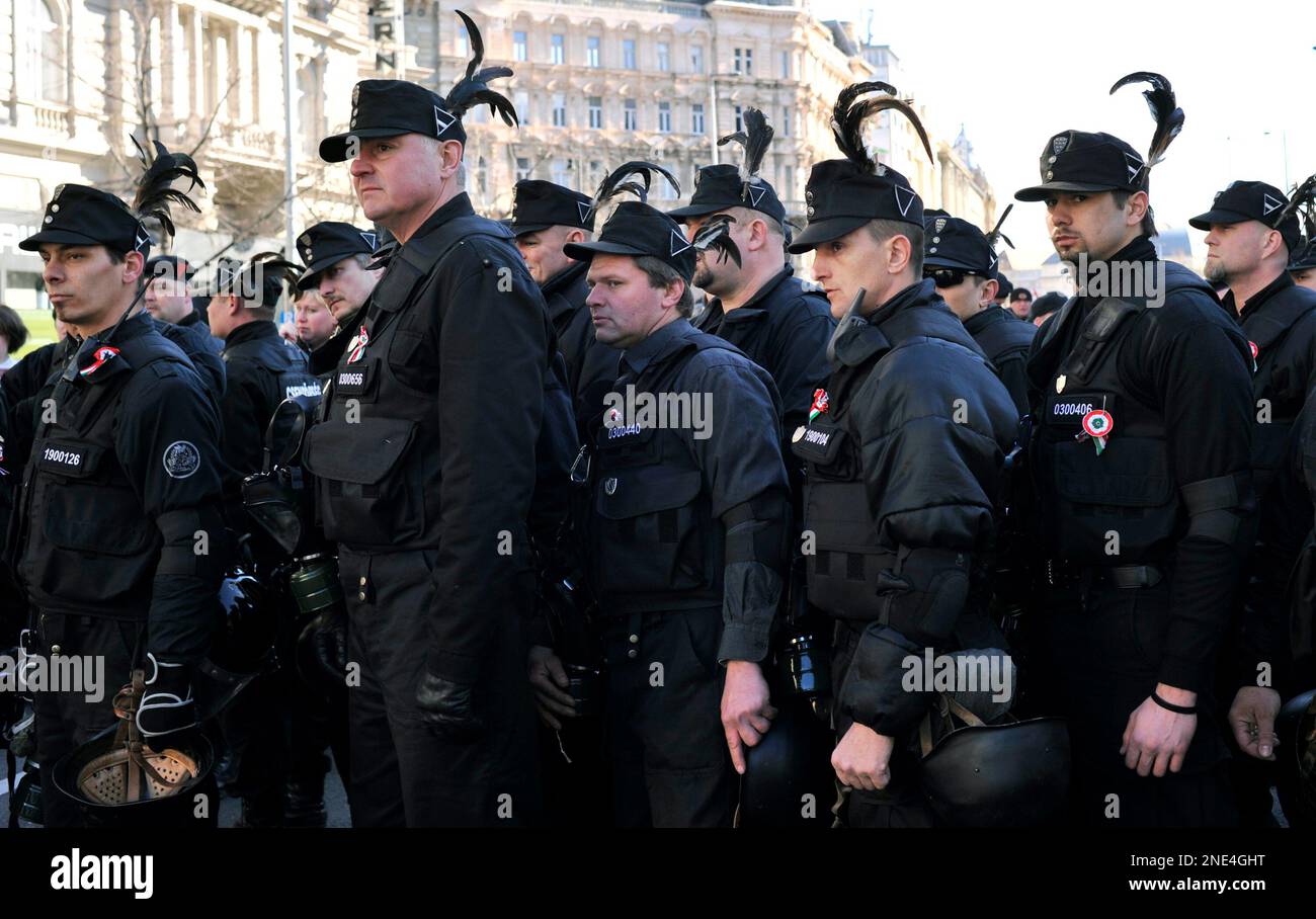 Members of the controversial extreme-right "Magyar Garda" or Hungarian ...
