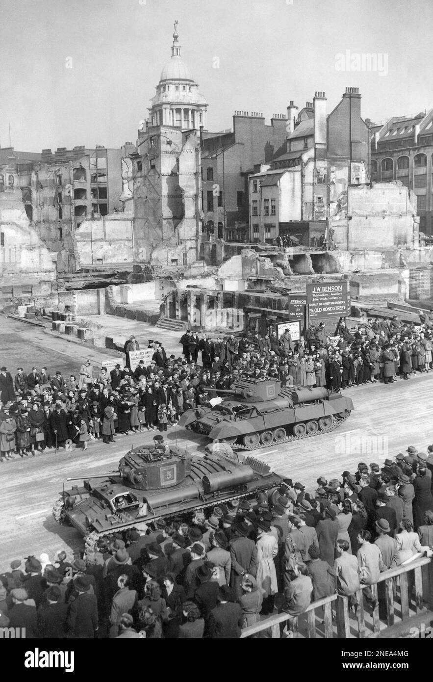 Tanks, forming part of London's warship week procession, move down ...