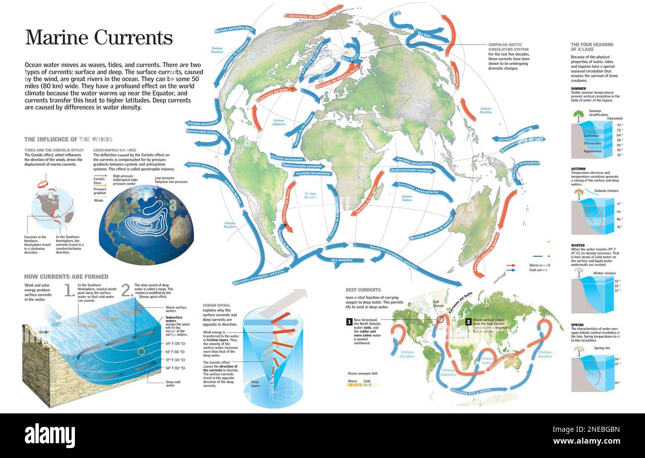 Infographies des différents courants marins de la planète Terre et de ...