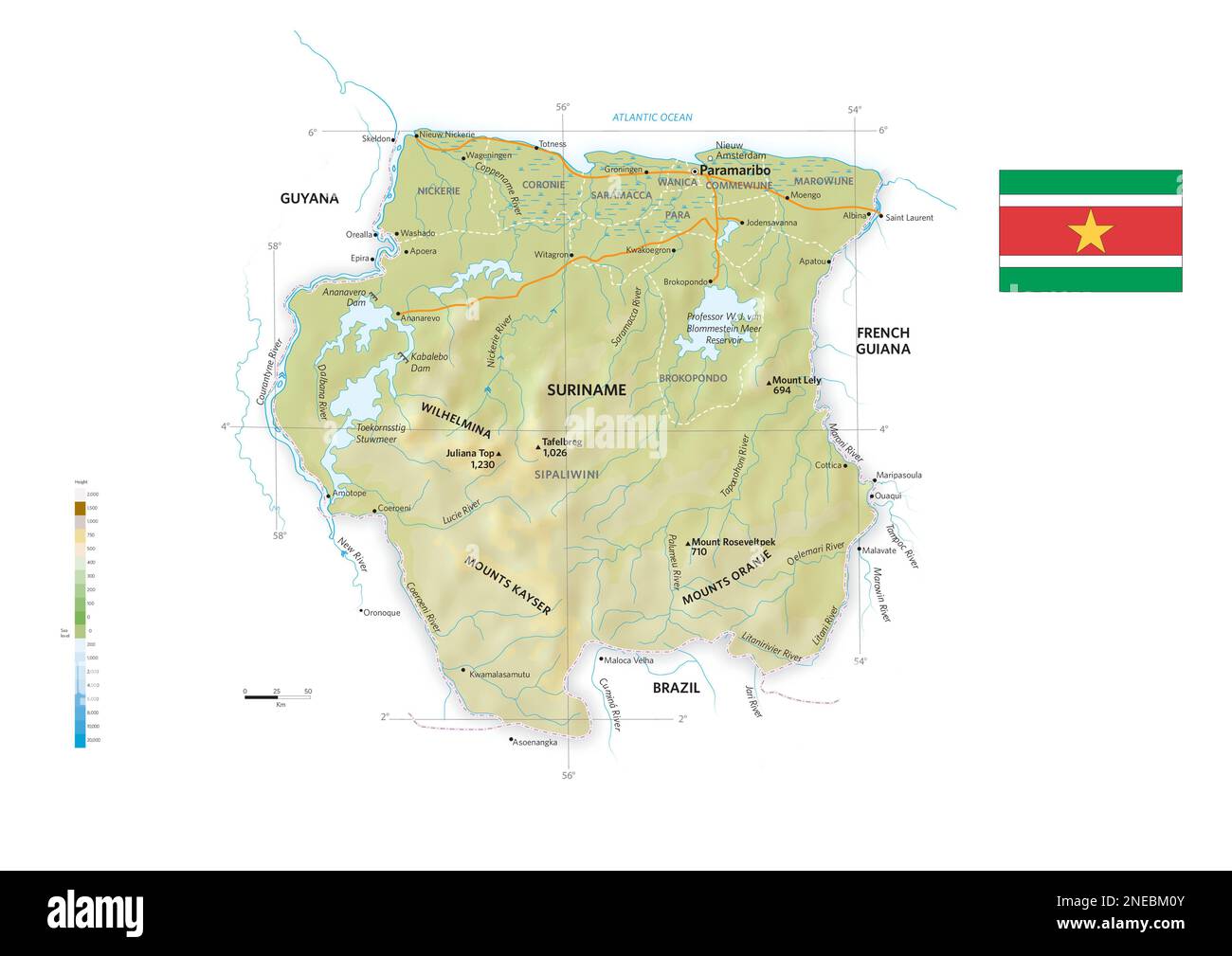 Mapa fisico político de américa del sur Banque de photographies et d ...