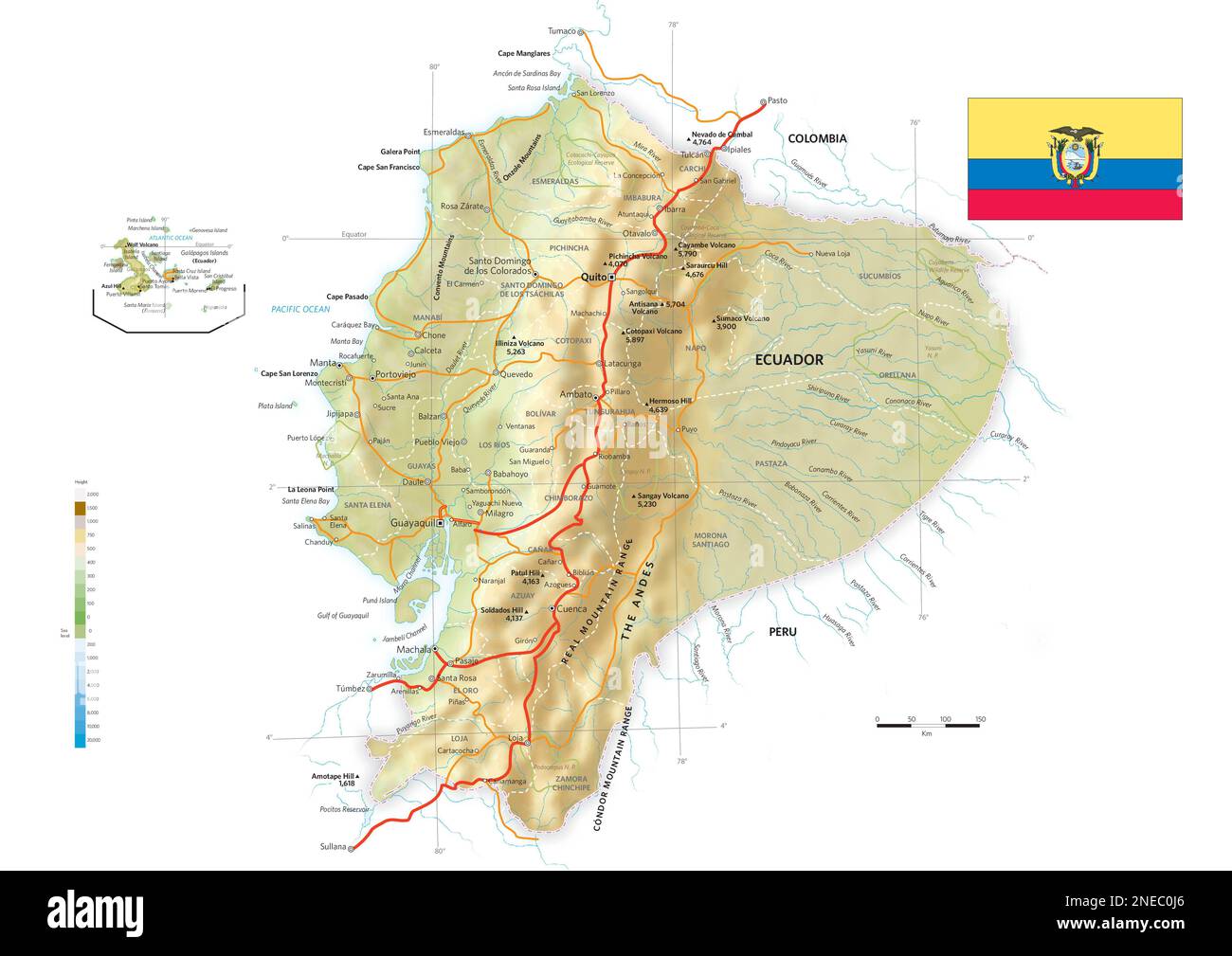 Mapa fisico político de américa del sur Banque de photographies et d ...