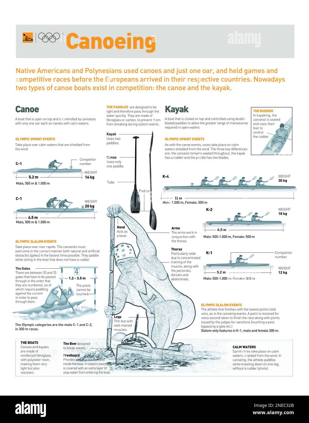 Infographies sur le sport olympique du canoë, ses différentes ...