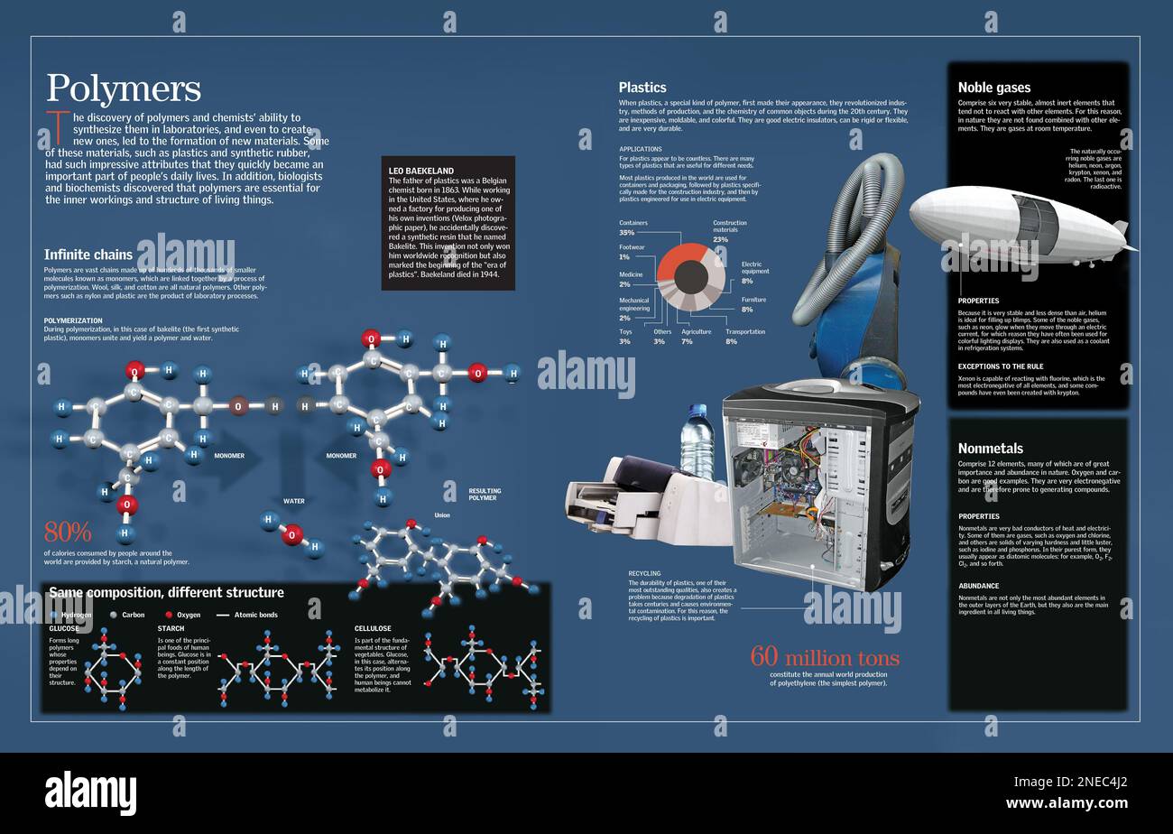 Infographie sur les polymères, les molécules géantes qui forment la ...