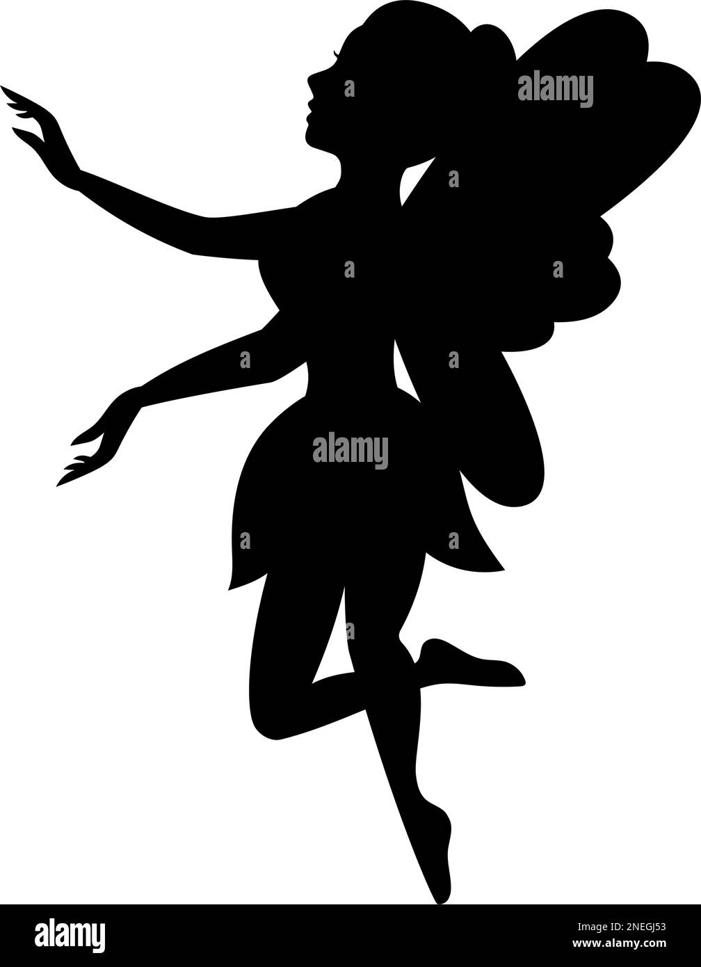Petite fée magique. Logo de personnage de conte mythique. Silhouette de ...