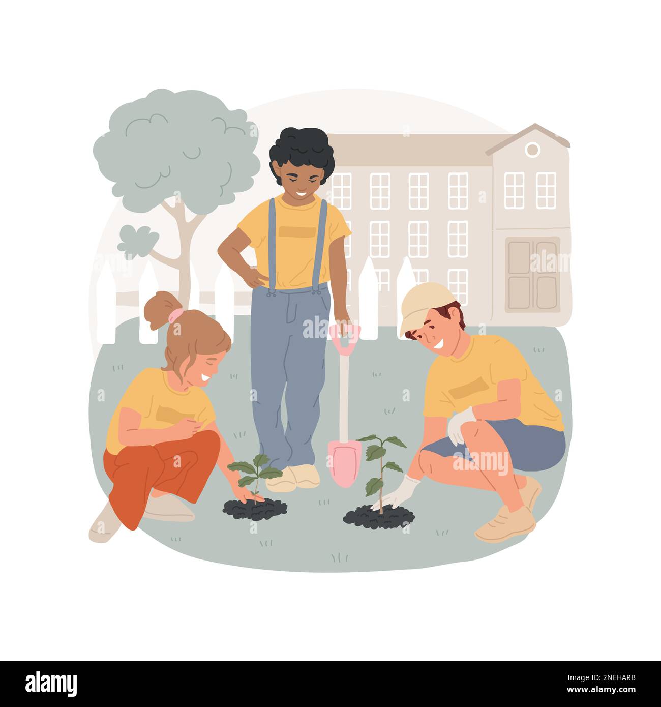 Plantation d'arbres à l'extérieur de l'illustration de vecteur de ...