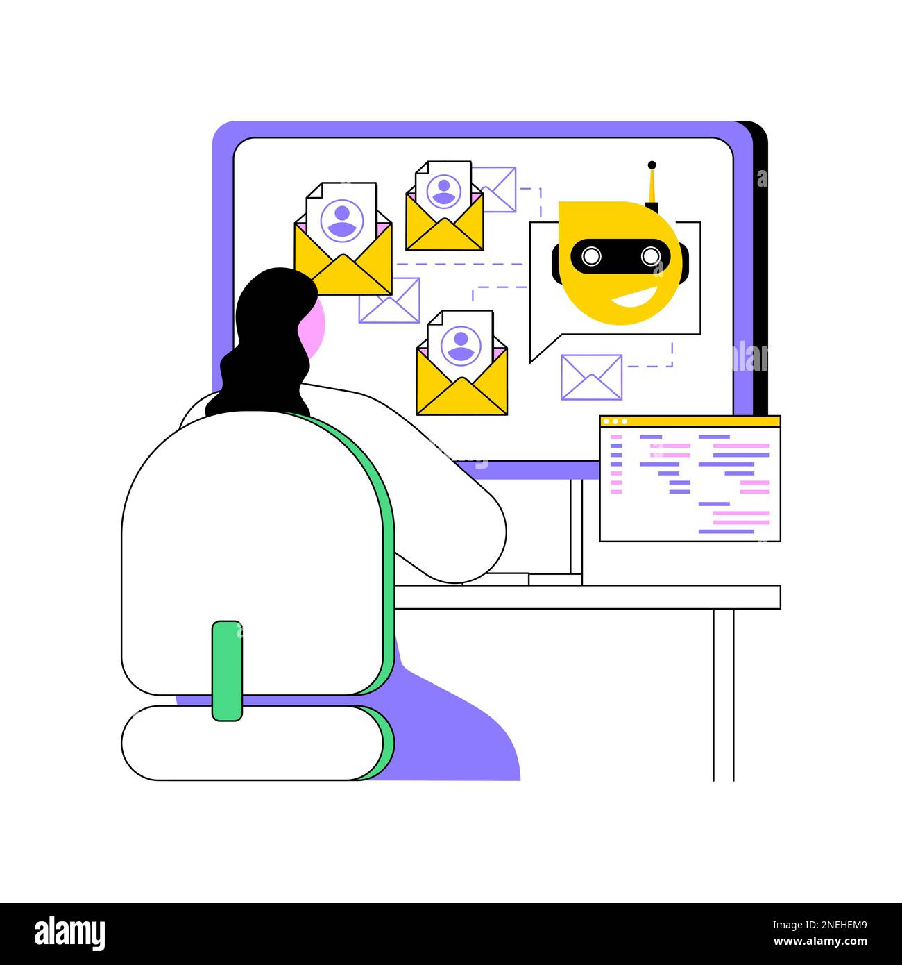 Traitement des e-mails illustrations vectorielles de dessins animés ...