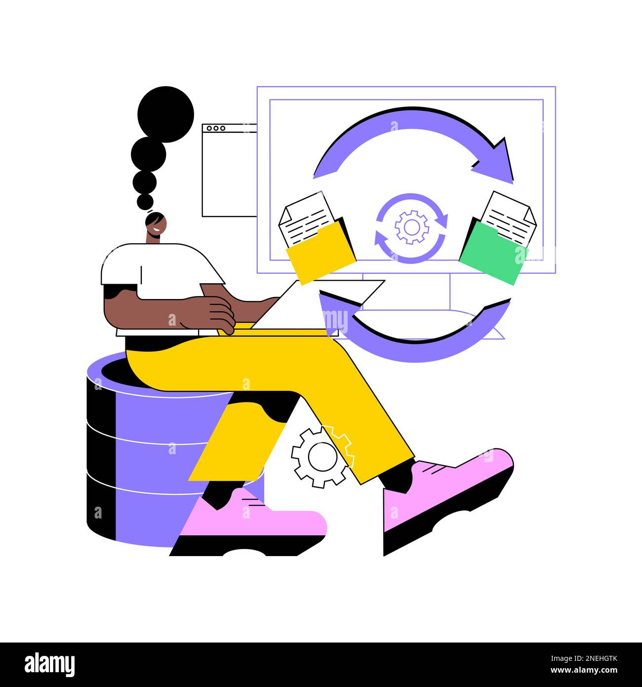 Migration de données illustrations vectorielles de dessins animés ...