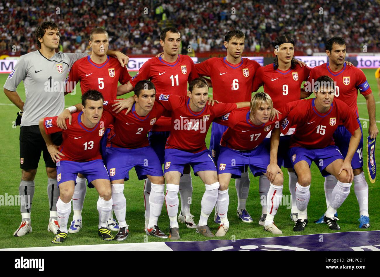 Serbia's national soccer team pose before Group 7 World Cup qualifying ...