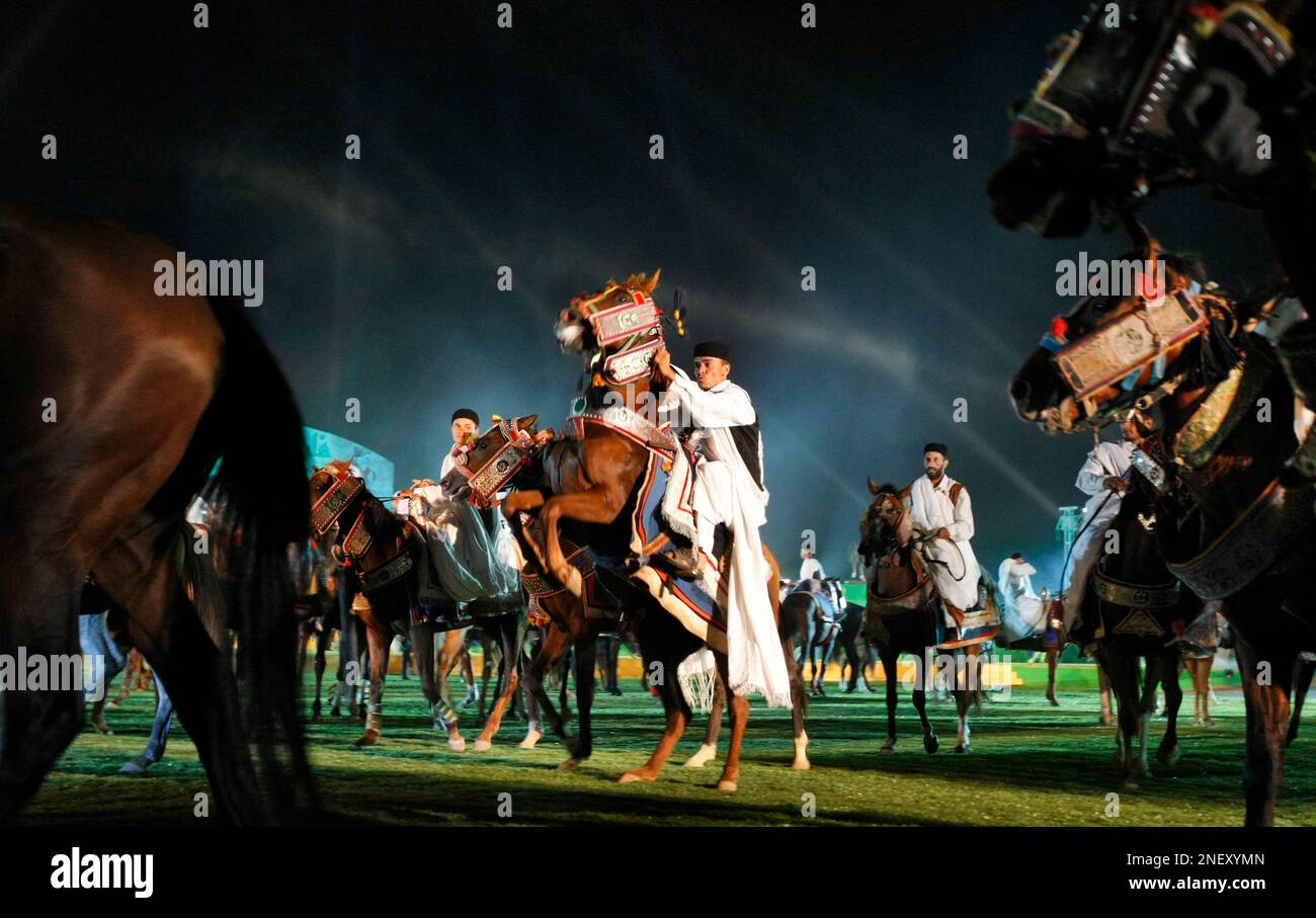 Ceremonial horsemen perform at a lavish private dance spectacle thrown ...