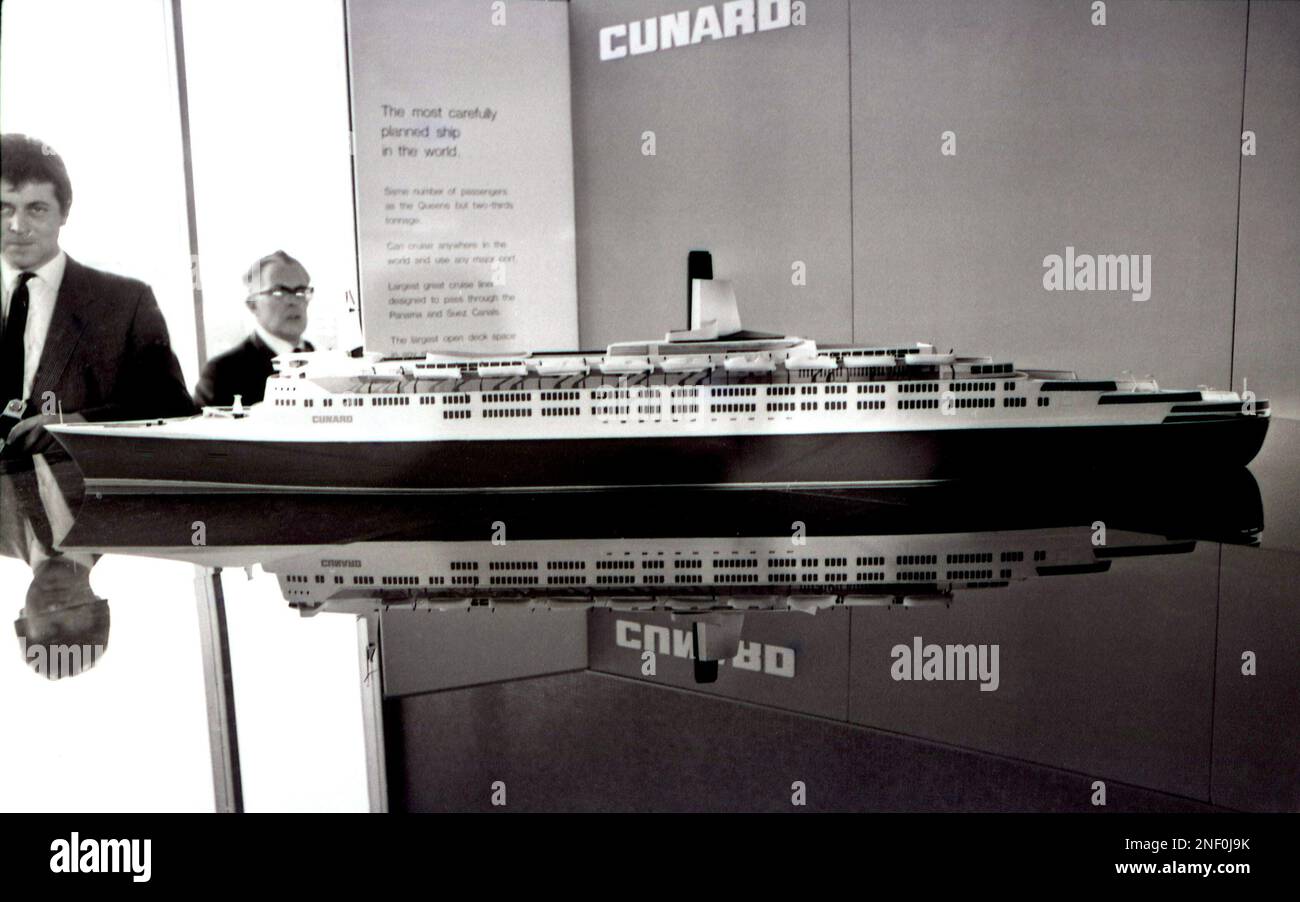 A model of the new Cunard liner Q4 is unveiled at press reception in ...