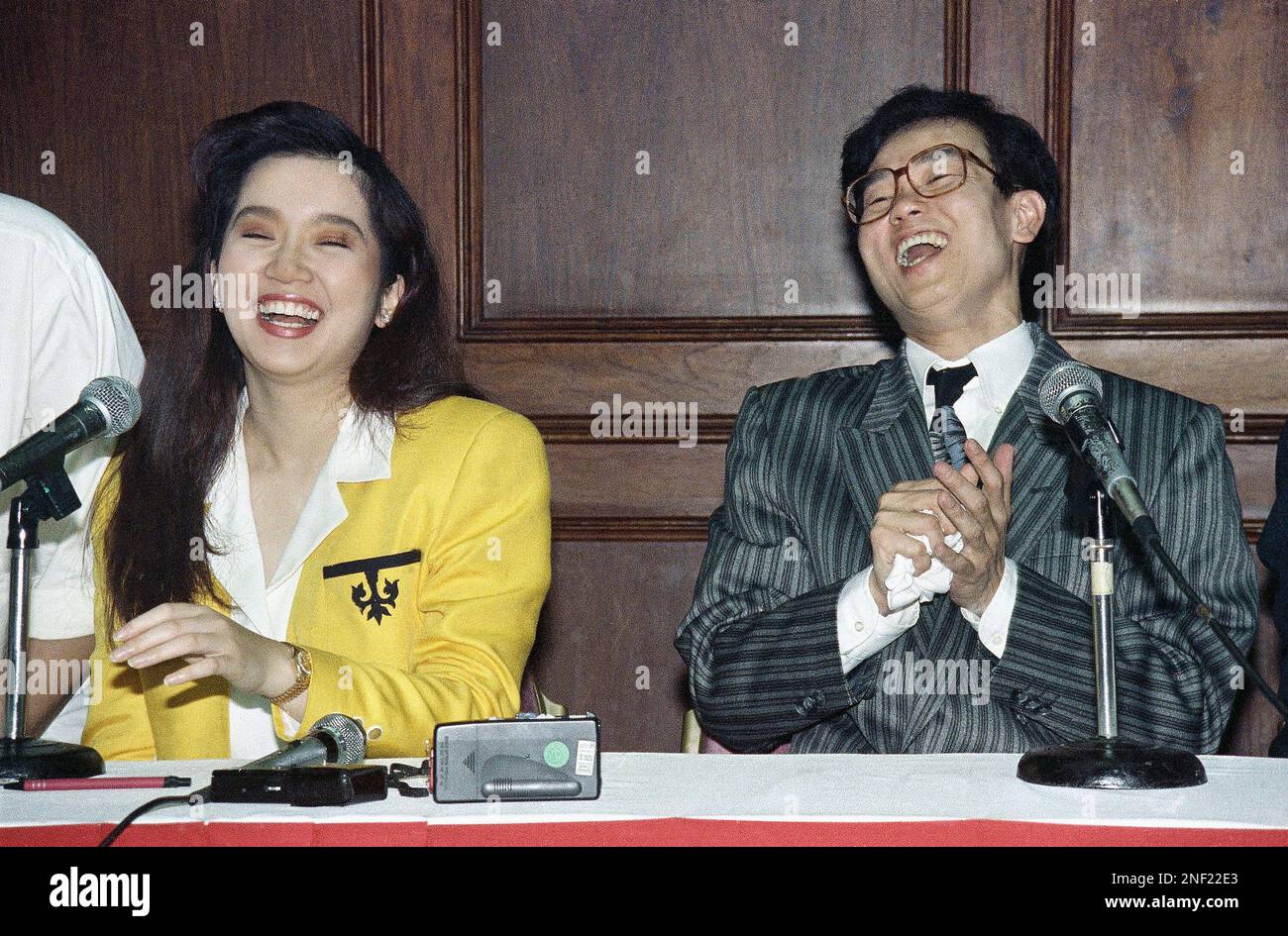Popular Hong Kong comedian Raymond Wong, right, and President Corazon Aquino’s youngest daughter ...