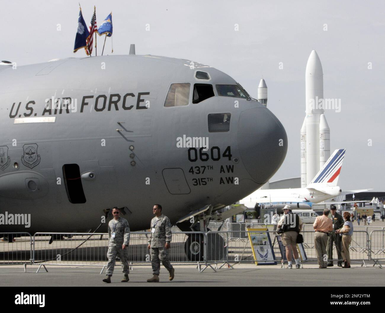 Members of the media, right, view a US Air Force Boeing-made Globe ...