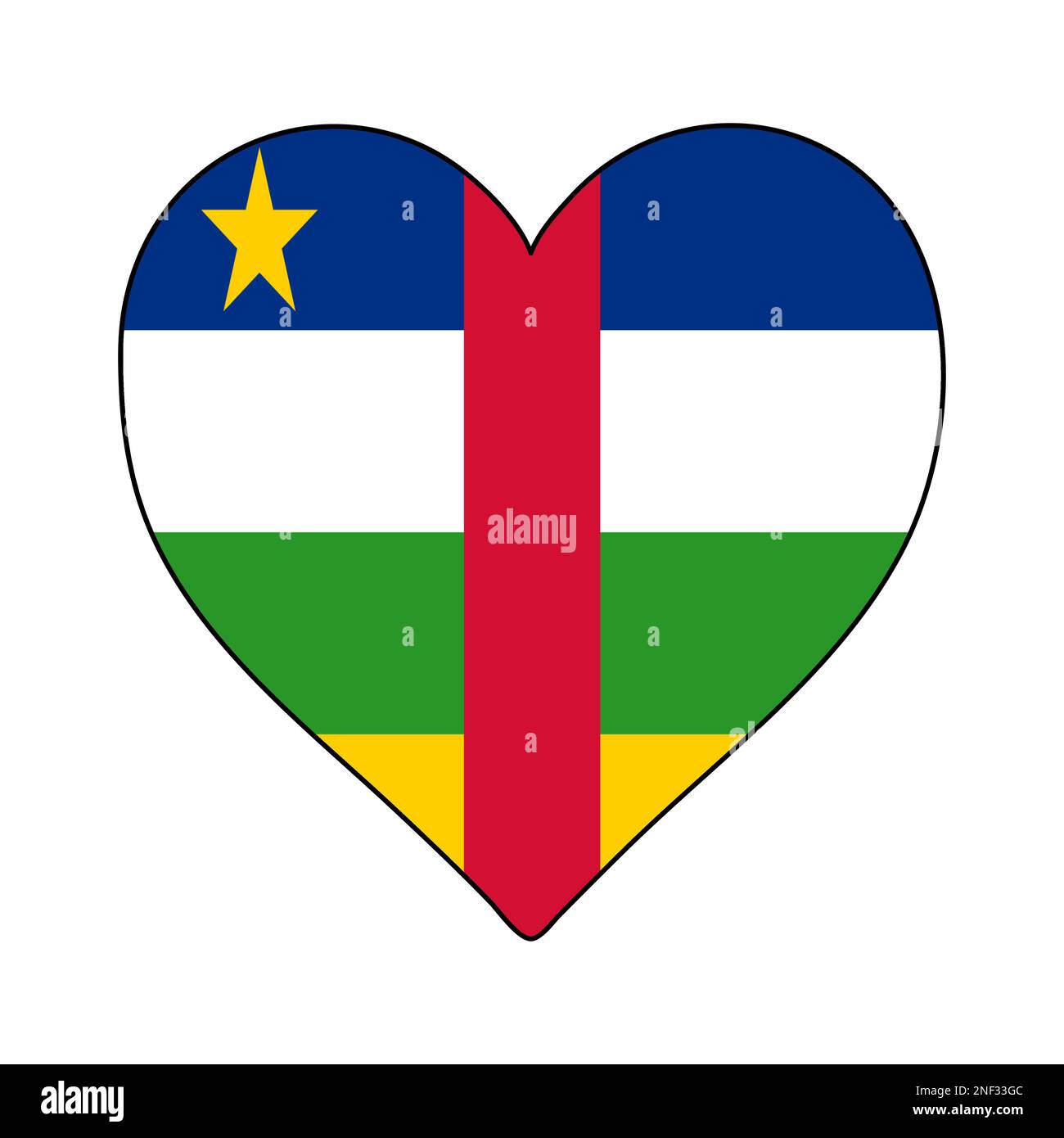 Drapeau de la forme du coeur de la République centrafricaine. Amour ...