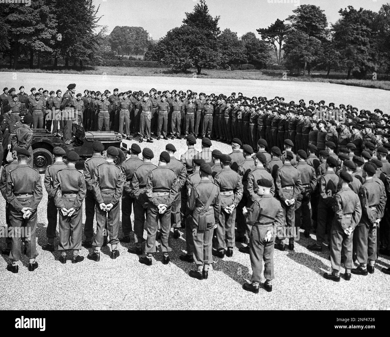 Lord Montgomery, Colonel-commandant of the parachute regiment, is seen ...