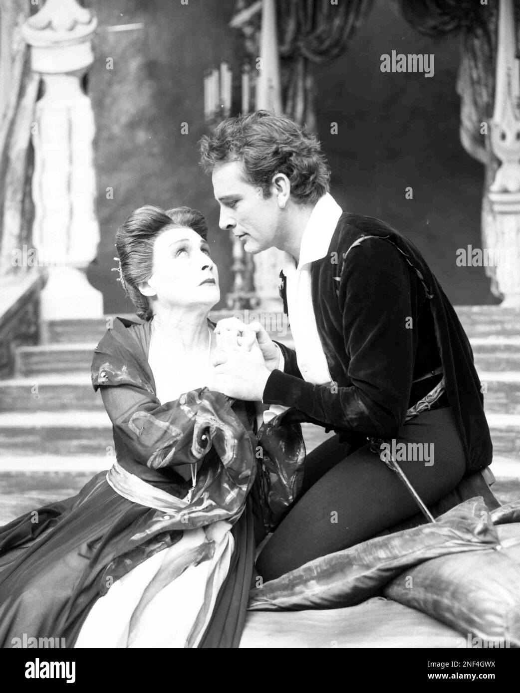 Welsh actor Richard Burton as Hamlet and British actress Gertrude ...