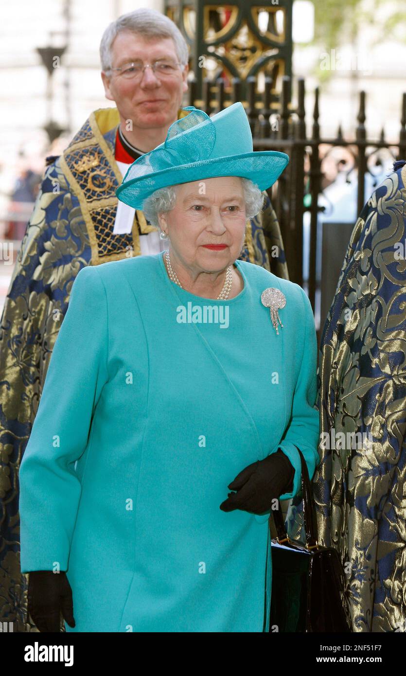 Britain's Queen Elizabeth II arrives at Westminster Abbey in London ...