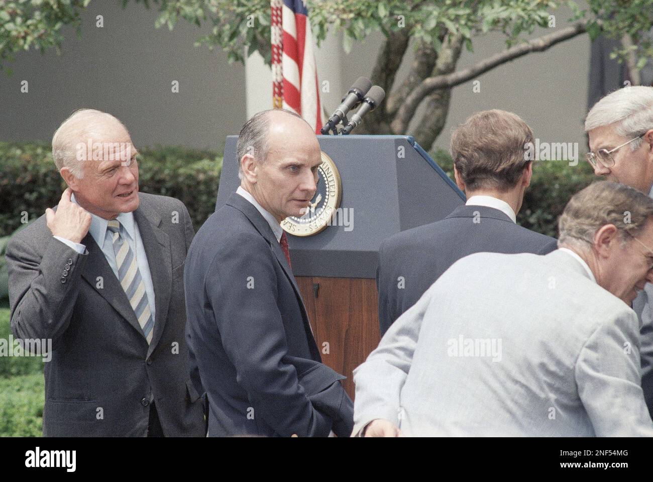 Former astronaut John Glenn now a Senator from Ohio, left, and Sen ...