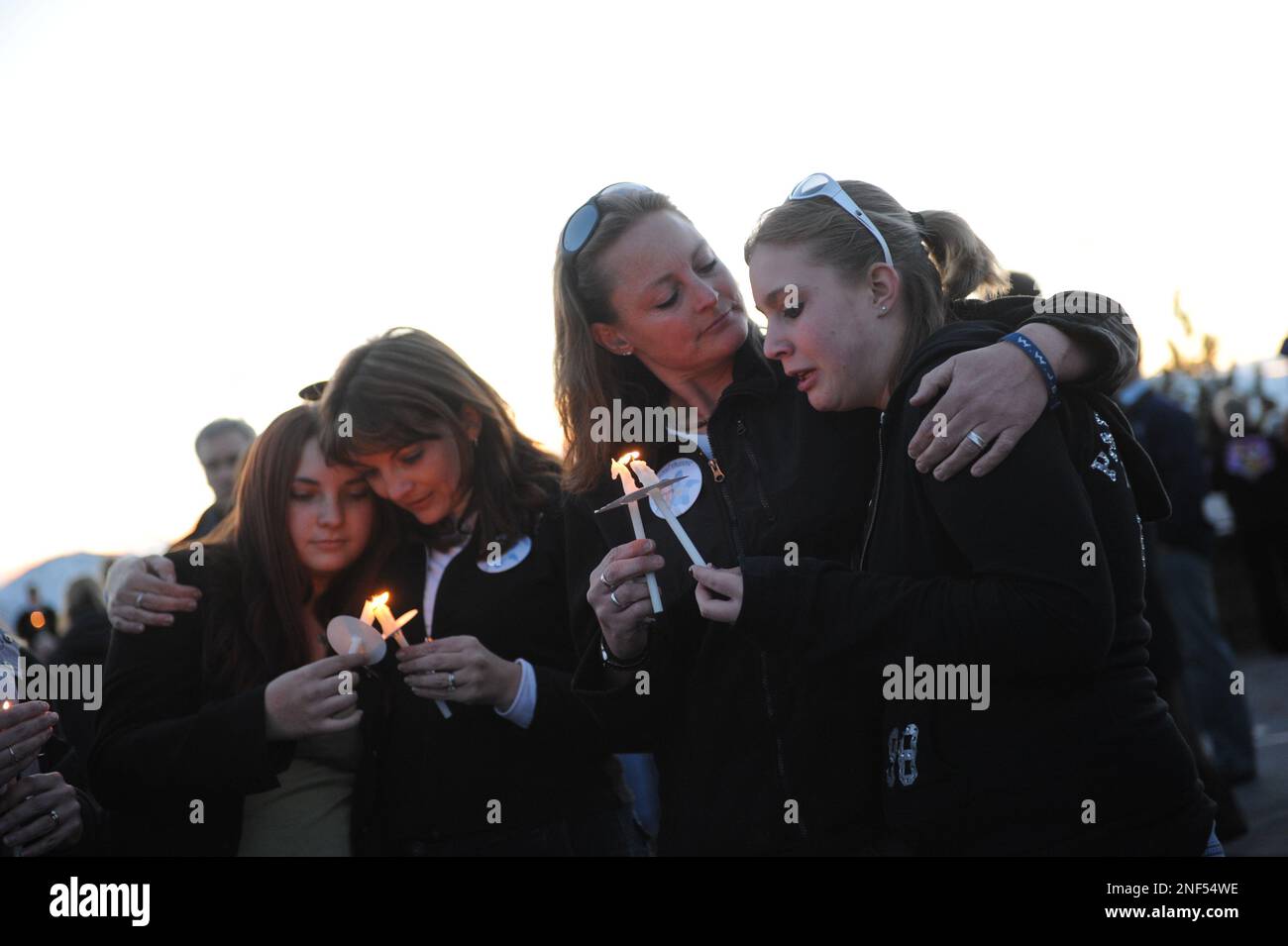 From left, Mallory Sanders, granddaughter of slain teacher Dave Sanders ...