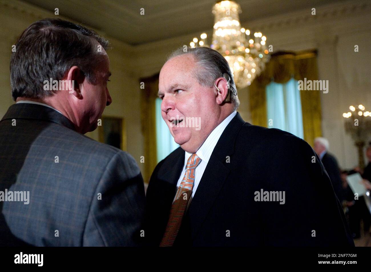 Conservative talk radio host Rush Limbaugh talks with Edward W ...