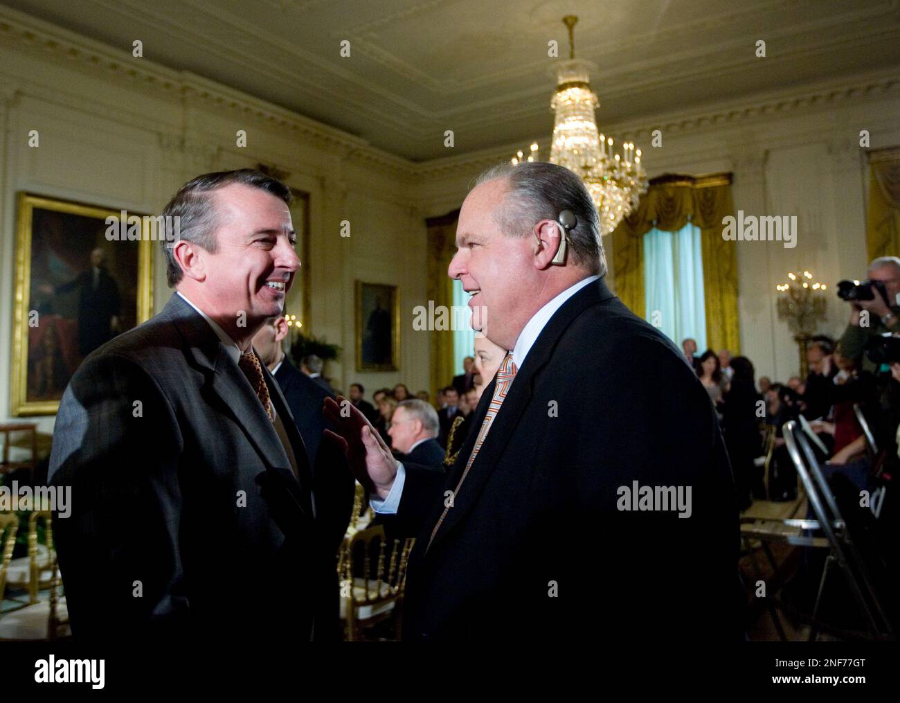 Conservative talk radio host Rush Limbaugh talks with Edward W ...