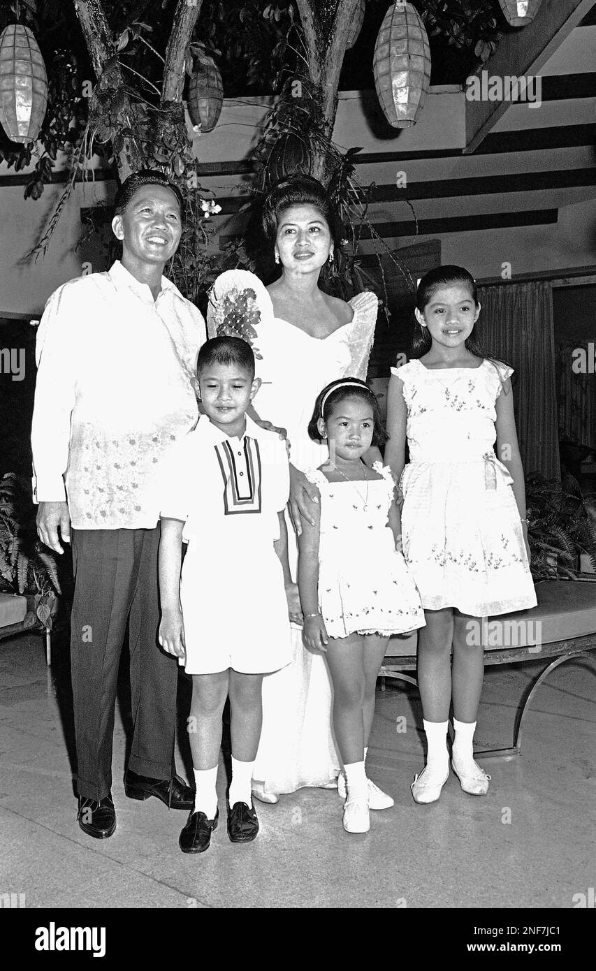 President- Elect Ferdinand Marcos, left, poses with his wife Imelda ...