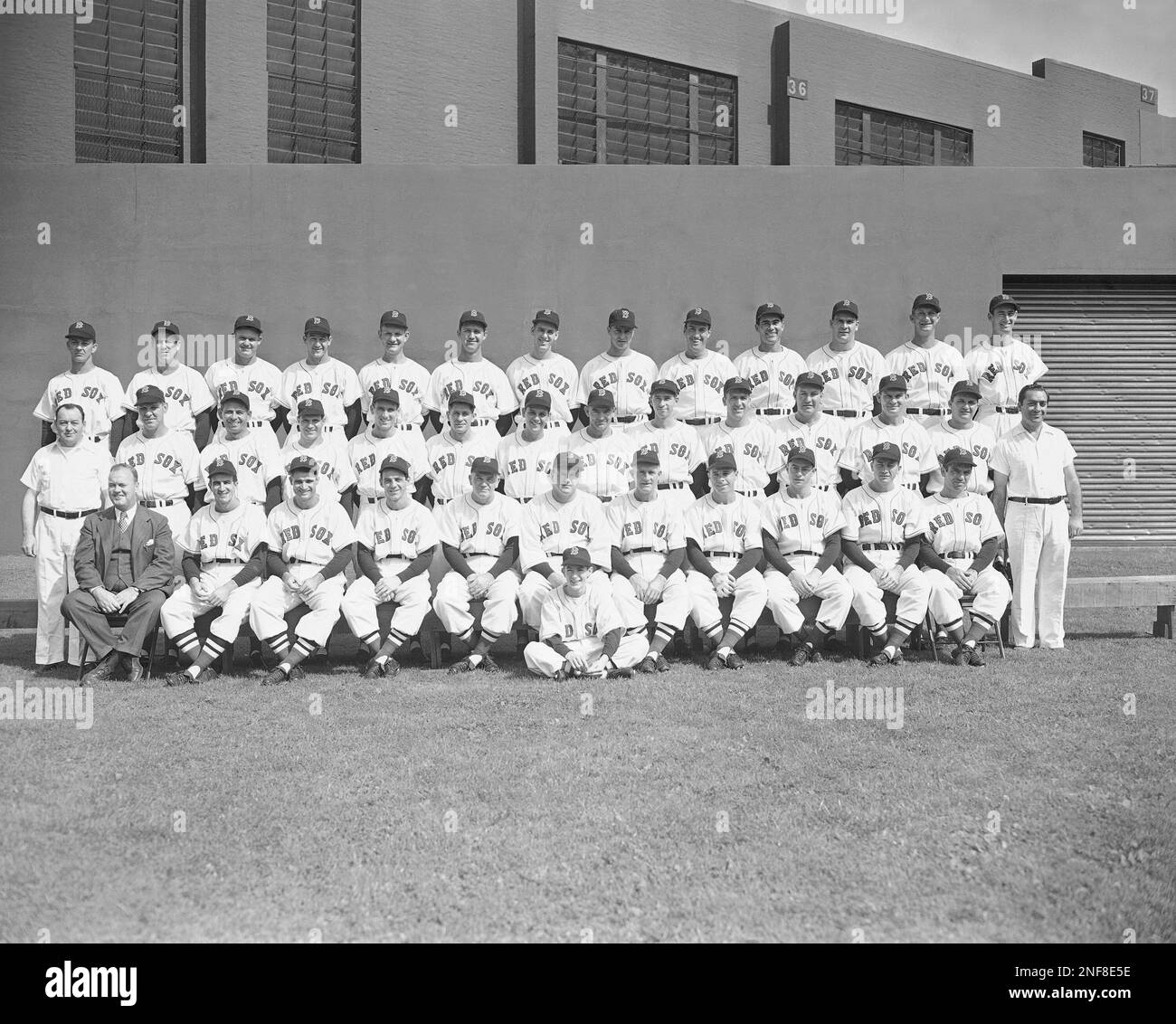 The Boston Red Sox team poses for team photo, Sept. 28, 1946. From left ...