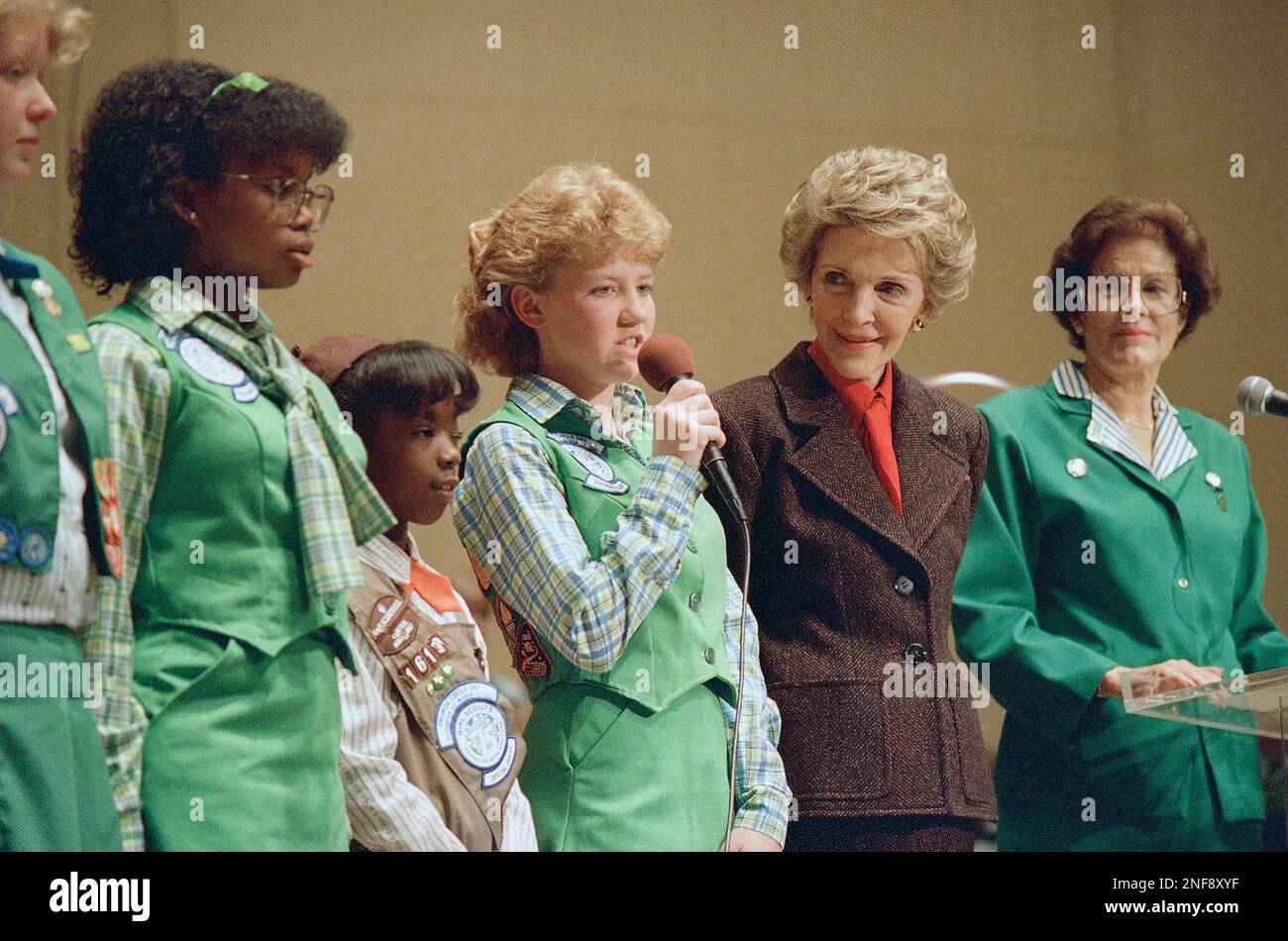 First Lady Nancy Reagan, second from left, and Brownie Girl Scout ...