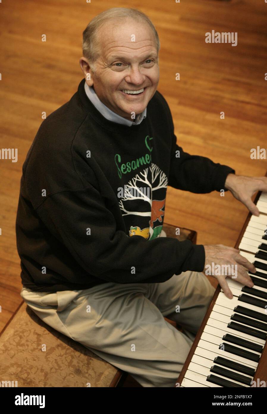 Composer and producer Christopher Cerf poses for a picture at the piano ...