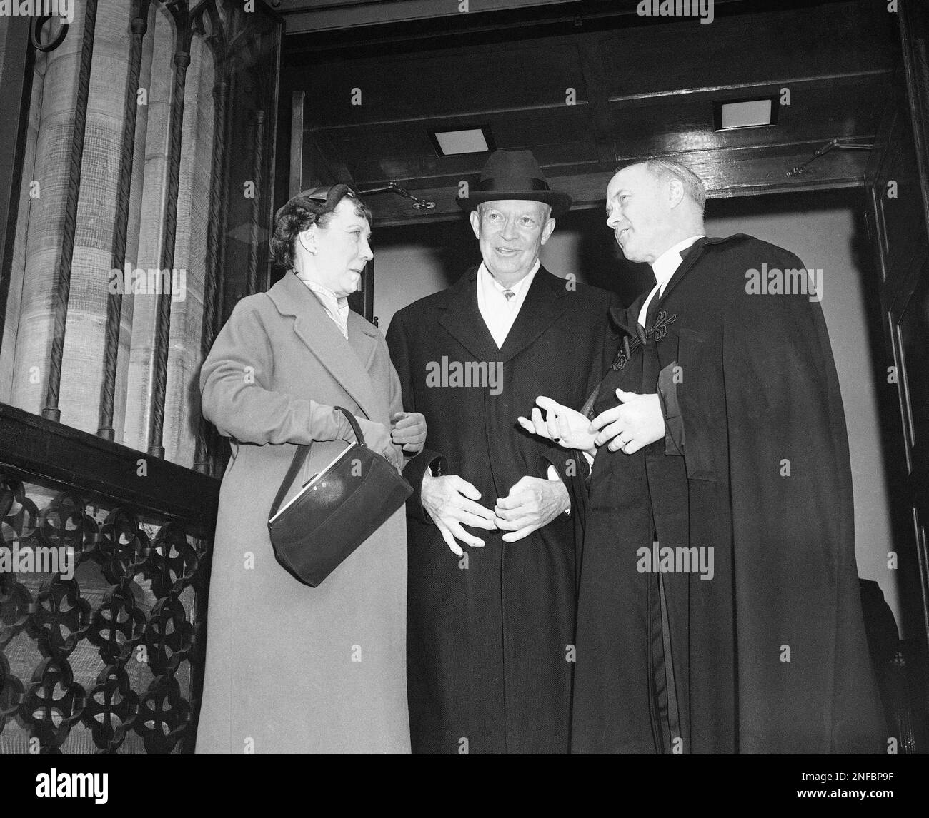 President Dwight Eisenhower and first lady Mamie Eisenhower, bundled ...