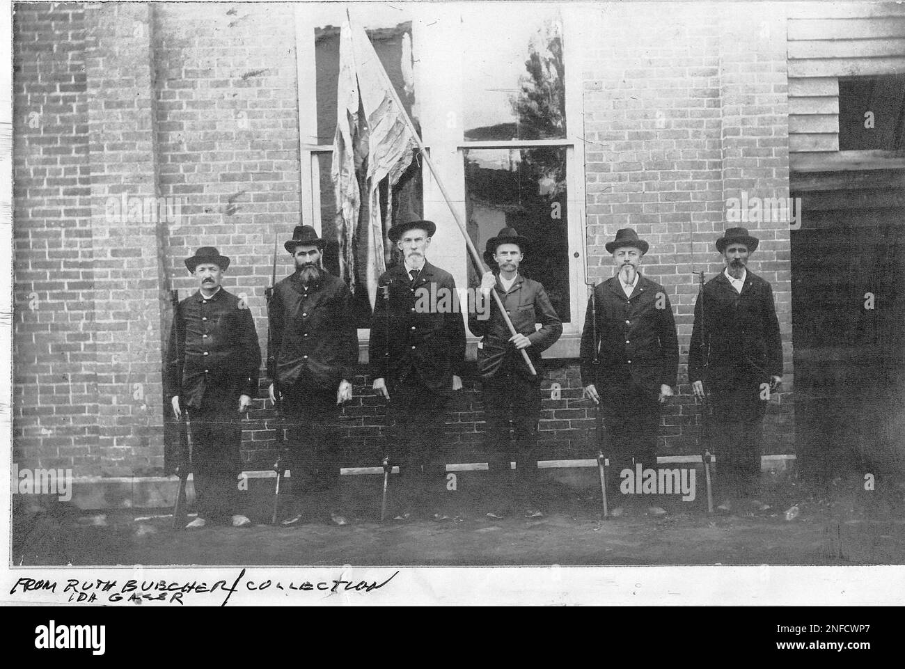 Six survivors of Dubois CountyÕs Company K display their battle-torn ...