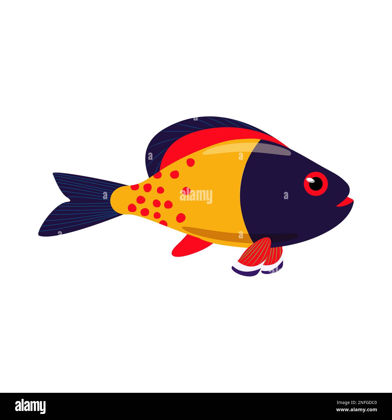 Poisson de mer rouge a tache bleu Banque d'images vectorielles - Alamy