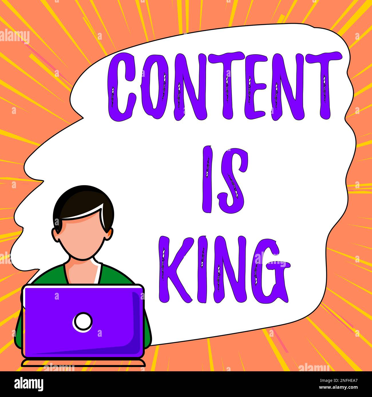 Écriture affichage de texte le contenu est roi. Concept signification ...