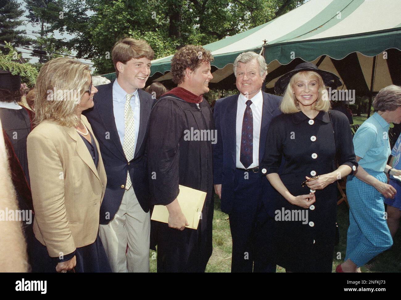 Edward Kennedy Jr., center, poses Monday, May 27, 1991 after receiving ...