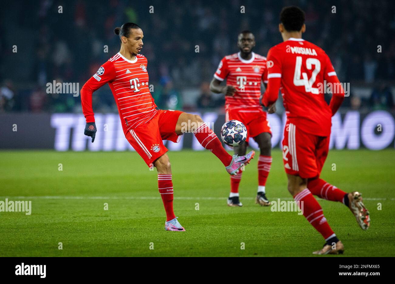 Paris, France. 14th févr. 2023. Leroy Sane (Muenchen), Jamal Musiala ...