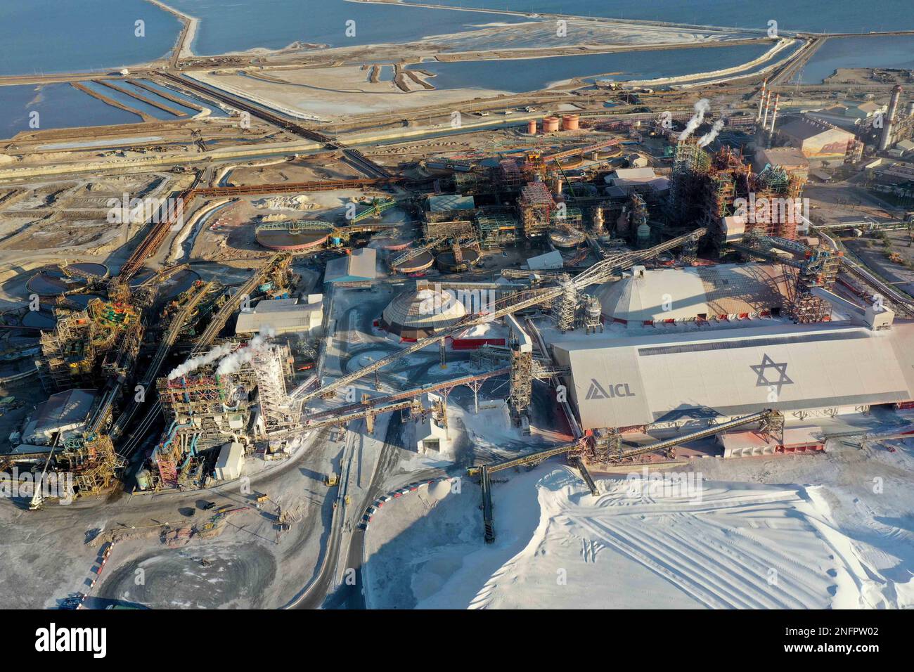 Mer Morte. 16th févr. 2023. Cette photo aérienne prise le 16 février ...