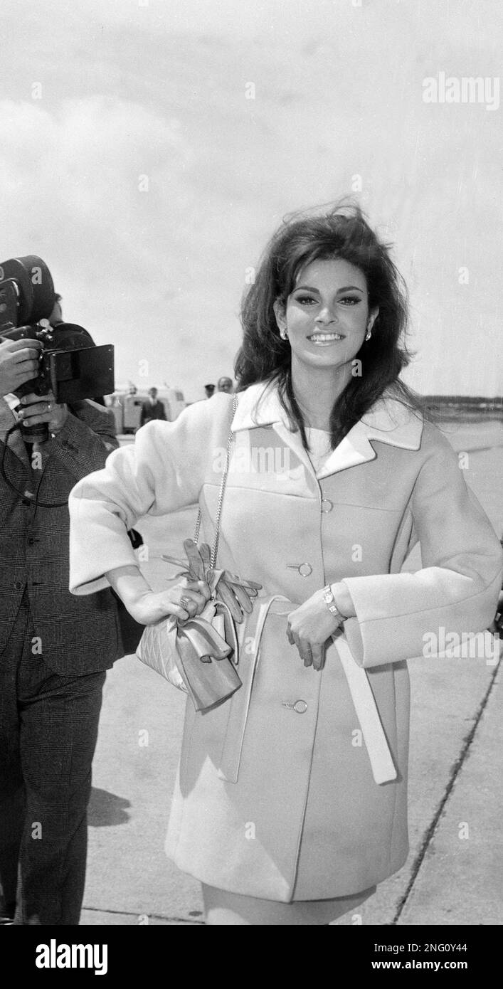 Hollywood actress Raquel Welch is shown arriving at Rome's Fiumicino ...