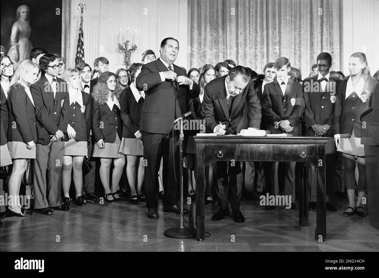 President Richard Nixon signs the Constitution's newest amendment which ...