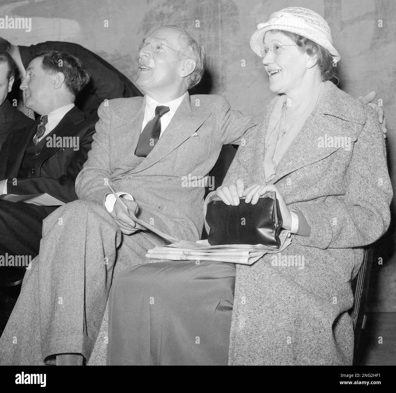 Upton Sinclair, founder of the Epic Movement, sits with his wife Mary ...